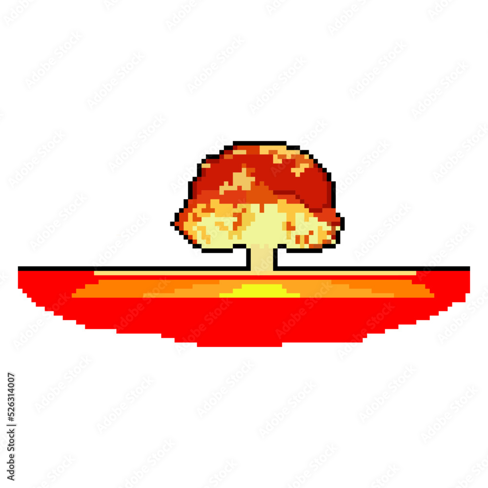 Nuclear explosion with pixel art. Vector illustration. Stock Vector ...