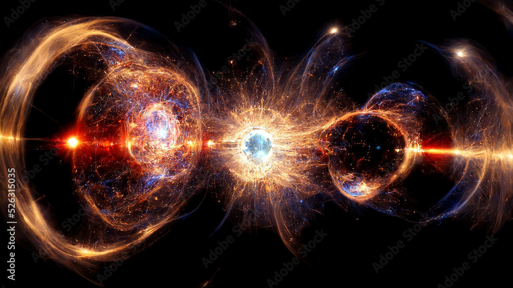 The quantum realm, quantum particles, quantum computing, galaxy-like ...