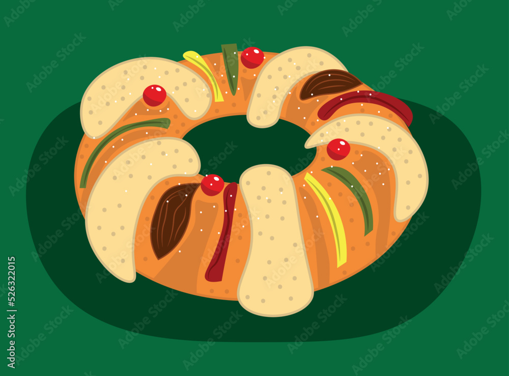 Vetor de Christmas king cake, typical mexican, portuguese christmas ...