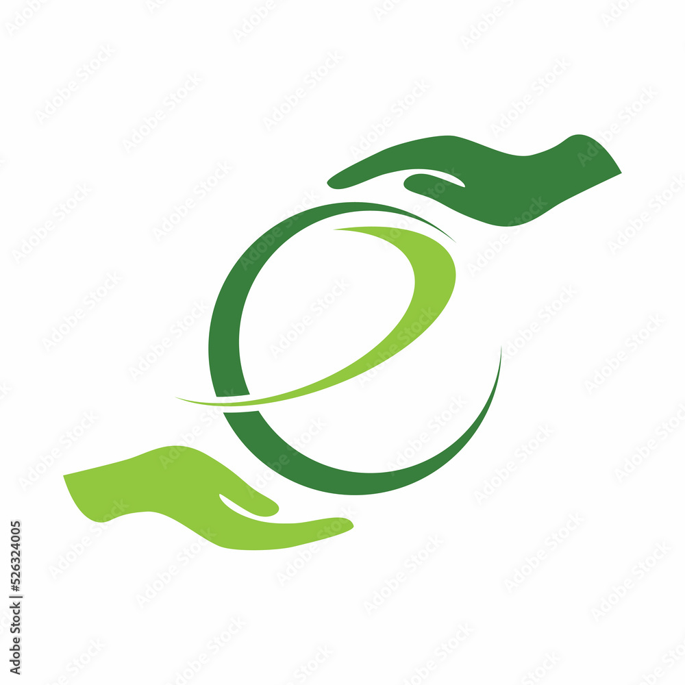 Letter E Logo Design with Enclosed Hands Stock Vector | Adobe Stock