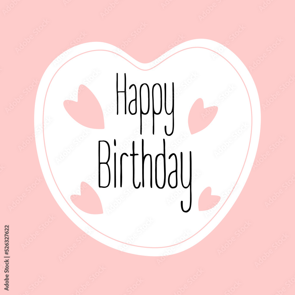 happy birthday illustration. greeting card design in pink color. Happy ...