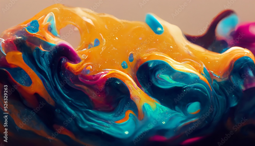 Mixed acrylic liquids, liquid paint abstract background, vibrant and ...