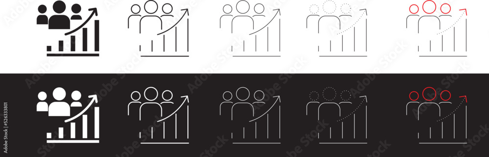 Population growth icon, Team Icon collection thin icon, element ...