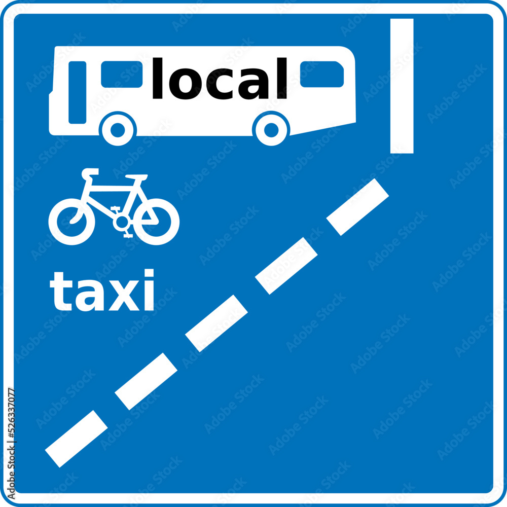 Vector graphic of a uk bus lane road sign. It consists of a white bus ...
