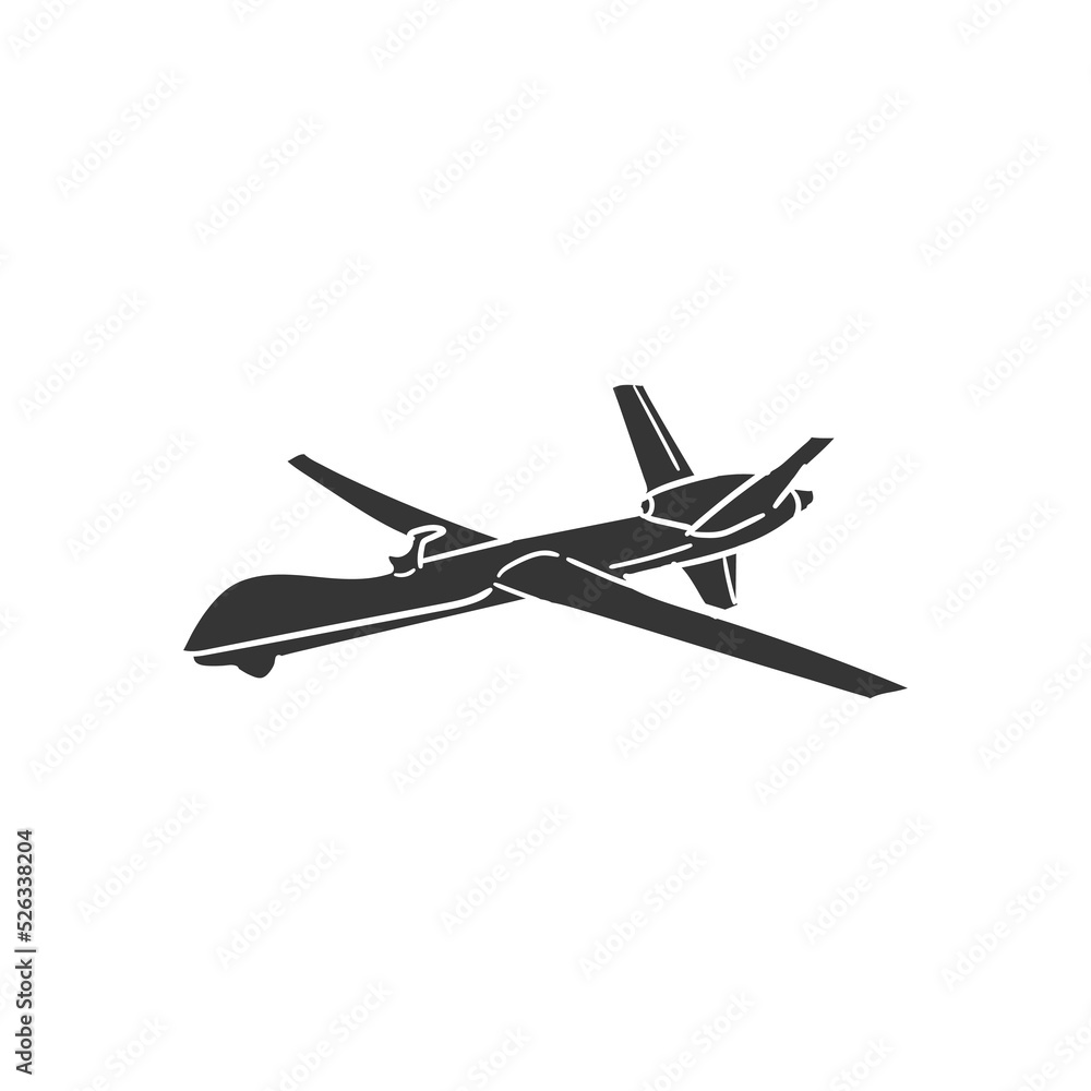 War Drone Icon Silhouette Illustration. Army Vector Graphic Pictogram ...