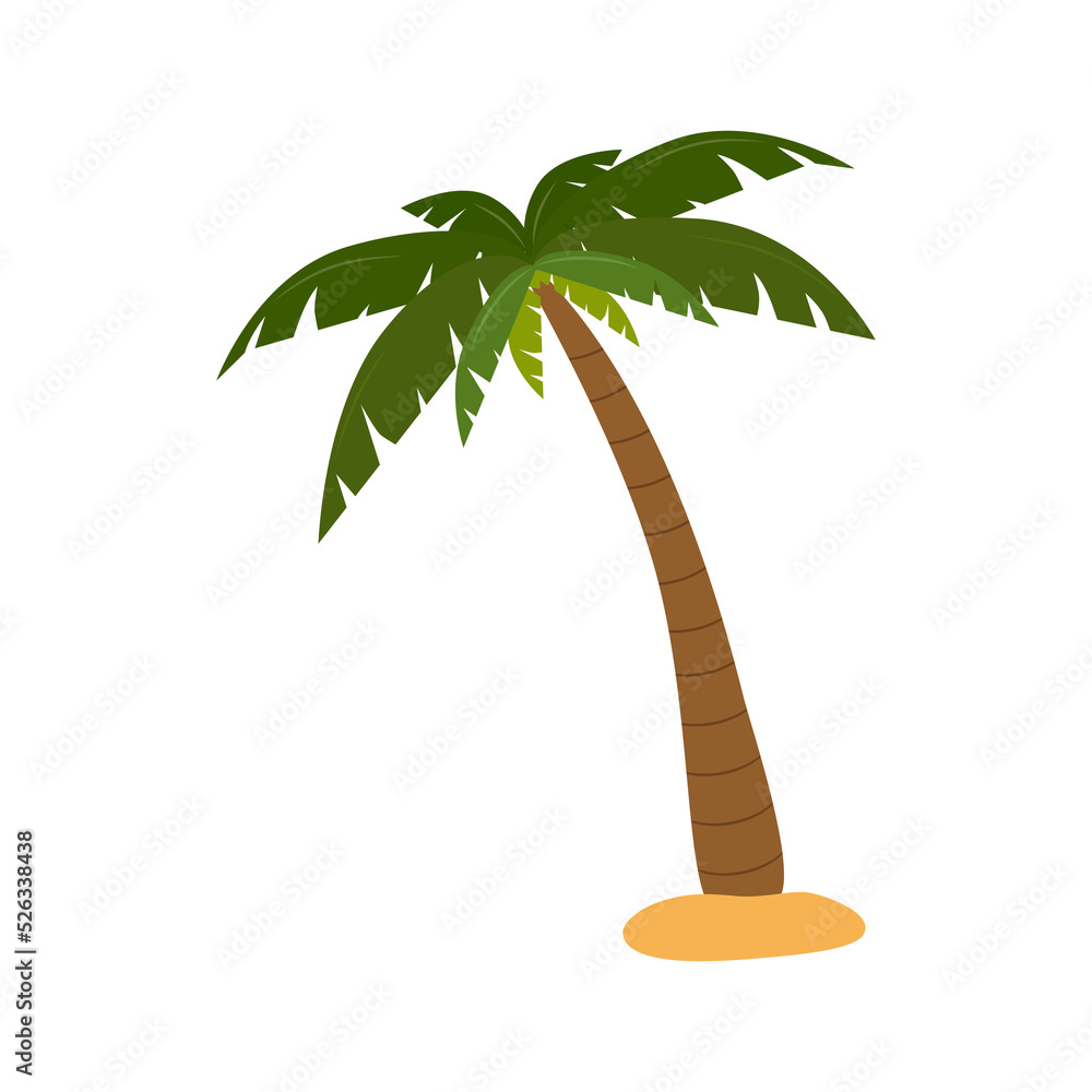 Palm tree or coconut tree cartoon image in summer On the beach Seaside ...