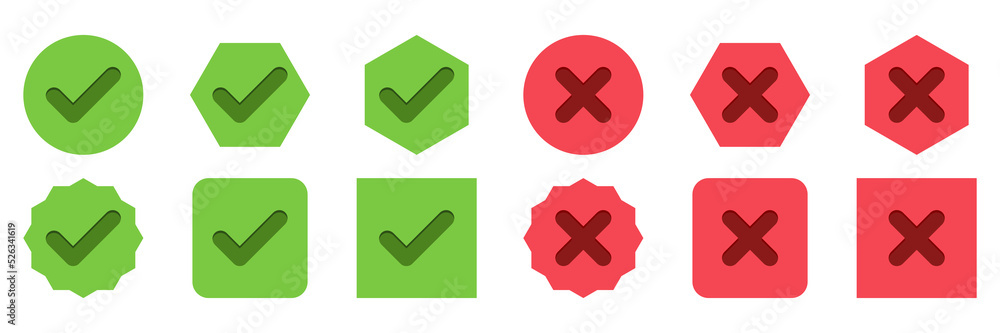 Check and wrong marks Icon Set, Tick and cross marks, Accepted,Rejected ...