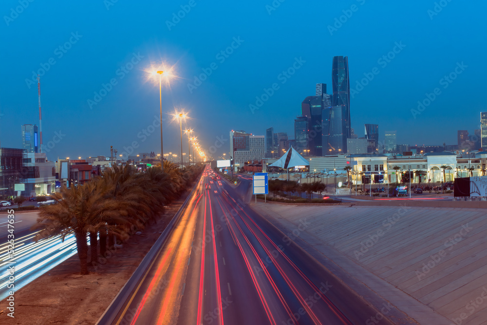 Long exposure photography of the northern ring road in Riyadh, downtown ...