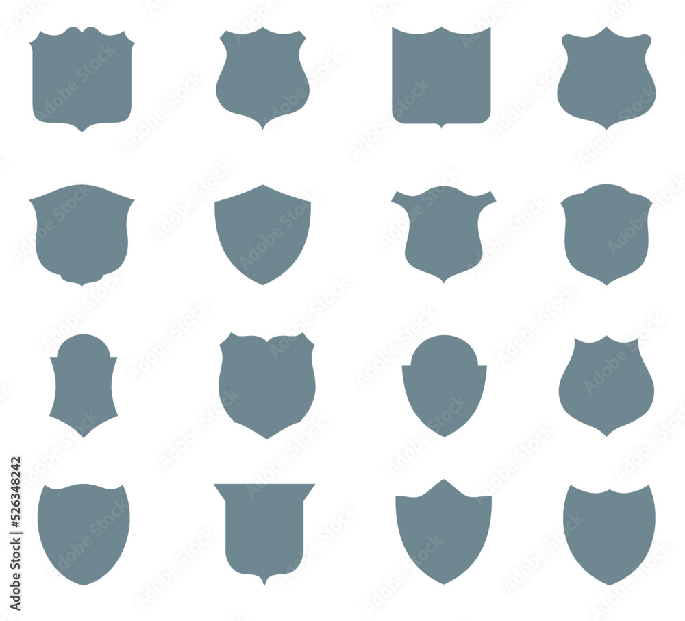 Shield symbols set (16 pieces) Stock Vector | Adobe Stock