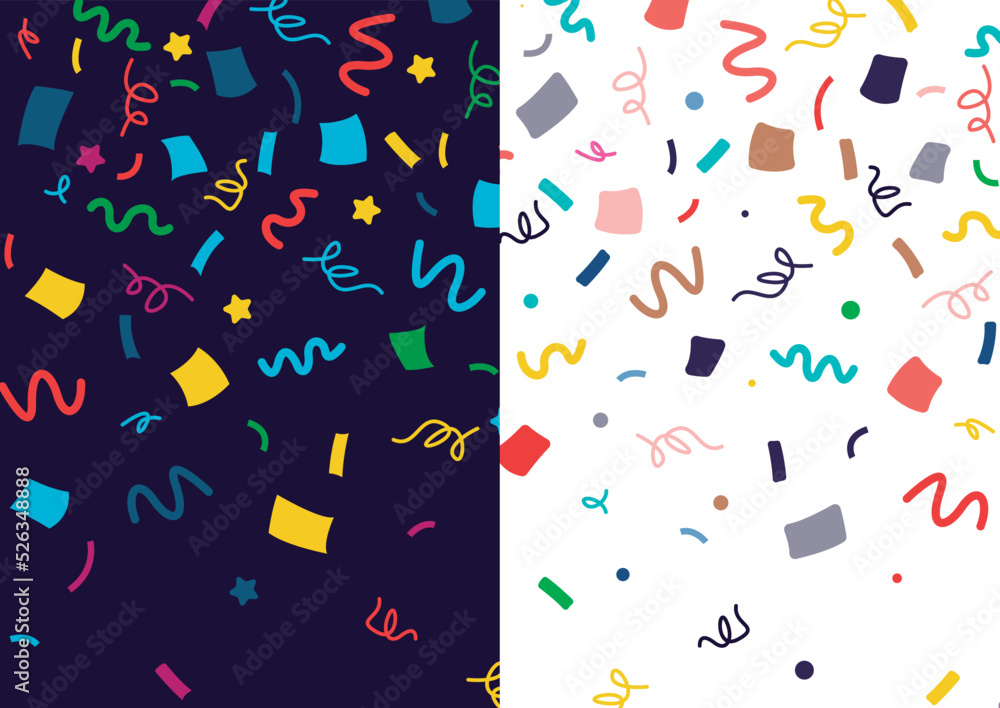 set of confetti backgrounds, colorful vector for party, happy birthday ...