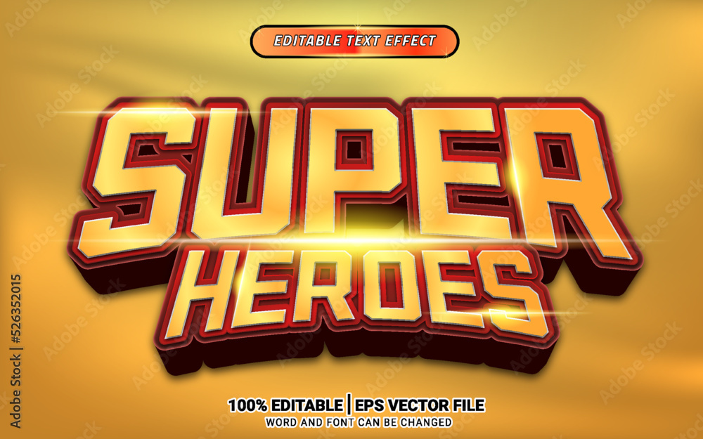 super heroes 3d text effect editable template design games luxury font ...