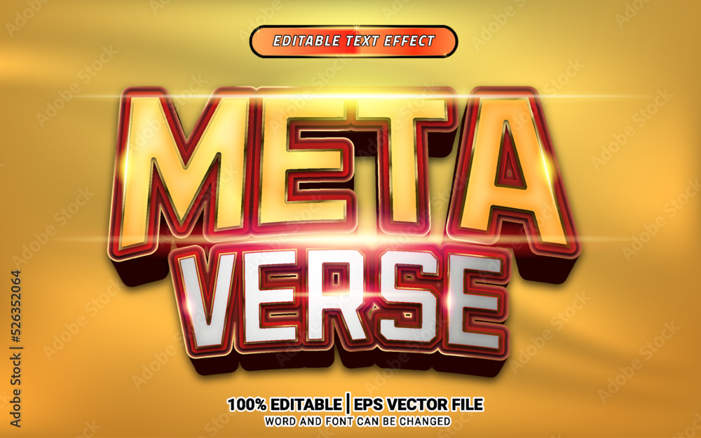 Metaverse digital 3d text effect editable template design headline font ...
