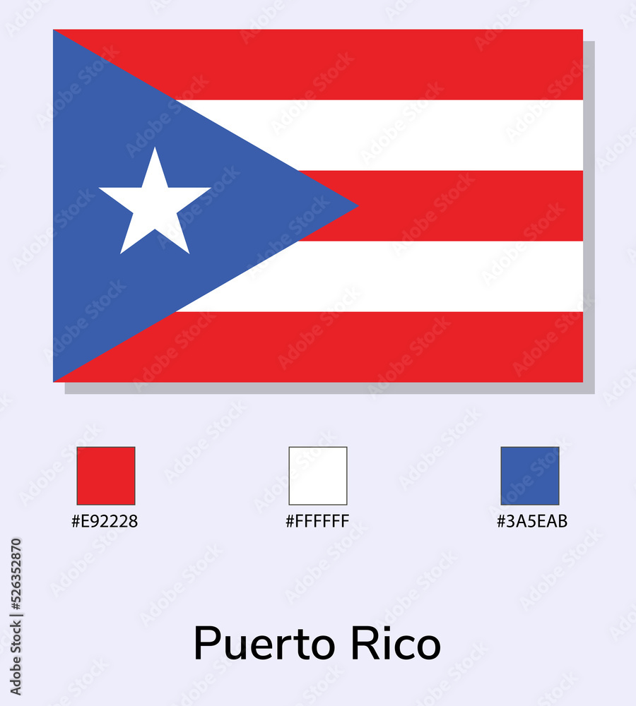 Vector Illustration of Puerto Rico flag isolated on light blue background. Illustration Puerto ...