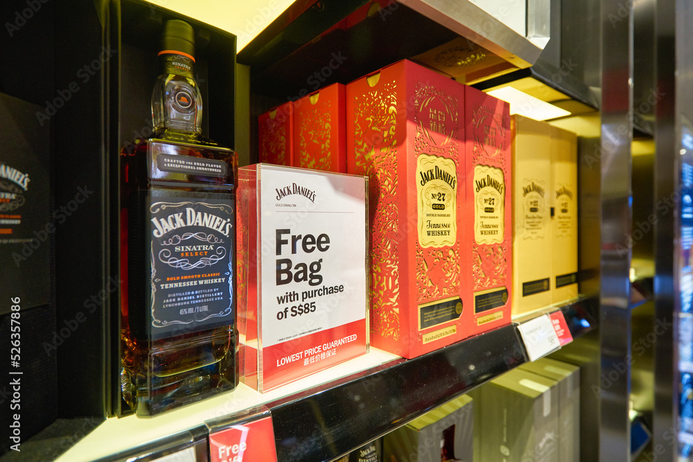 SINGAPORE - CIRCA JANUARY, 2020: a broad range of alcoholic drinks on ...