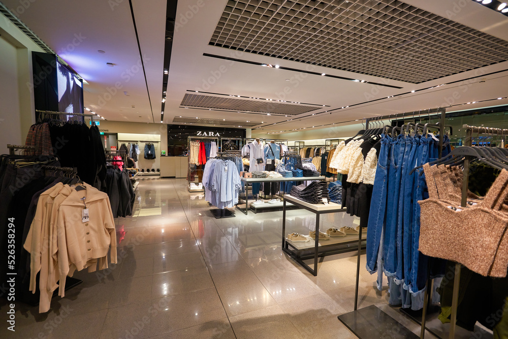 SINGAPORE - CIRCA JANUARY, 2020: clothes on display at Zara store in ...