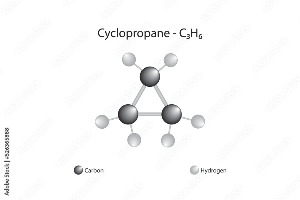Molecular formula and chemical structure of cyclopropane Stock Vector ...