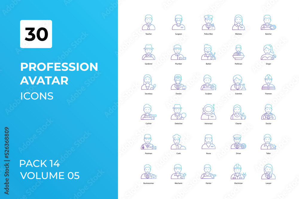 Profession Avatar icons collection. Set contains such Icons as ...