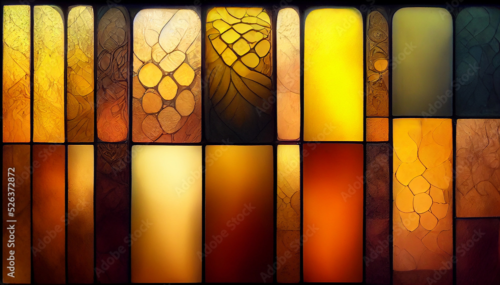 Yellow glowing stained glass pattern background. Stock Illustration ...
