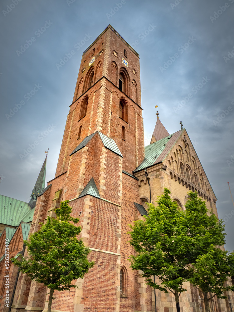 Our Lady Maria Cathedral (Domkirke) in the historical town of Ribe ...