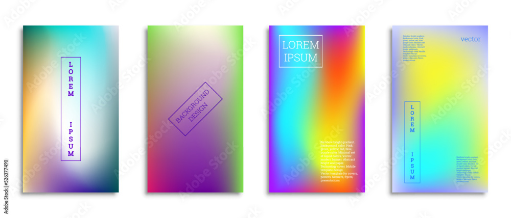Bright gradient background for the cover. Set of 4 covers. Creative ...