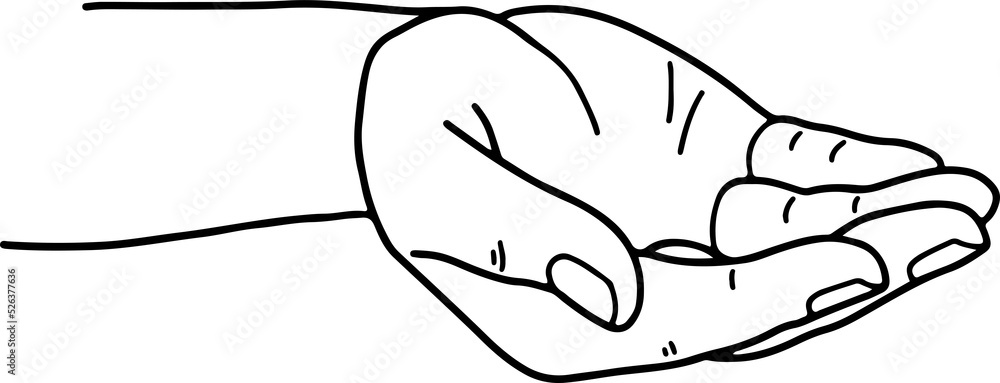 Black outline of a human hand. A hand gesture. The language of ...