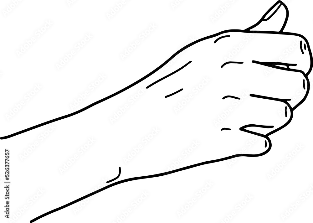 Black outline of a human hand. A hand gesture. The language of ...