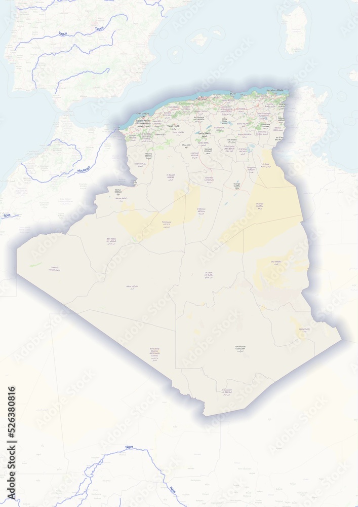 Physical map of the country of Algeria Stock Illustration | Adobe Stock