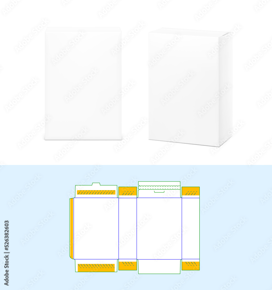 Set of realistic cardboard box mockup with layout. Front and ...