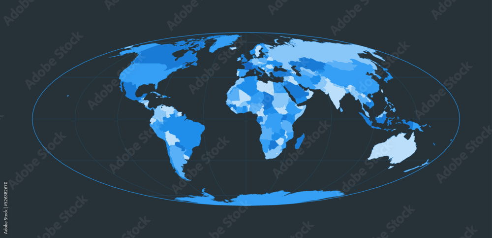World Map. Bromley projection. Futuristic world illustration for your ...