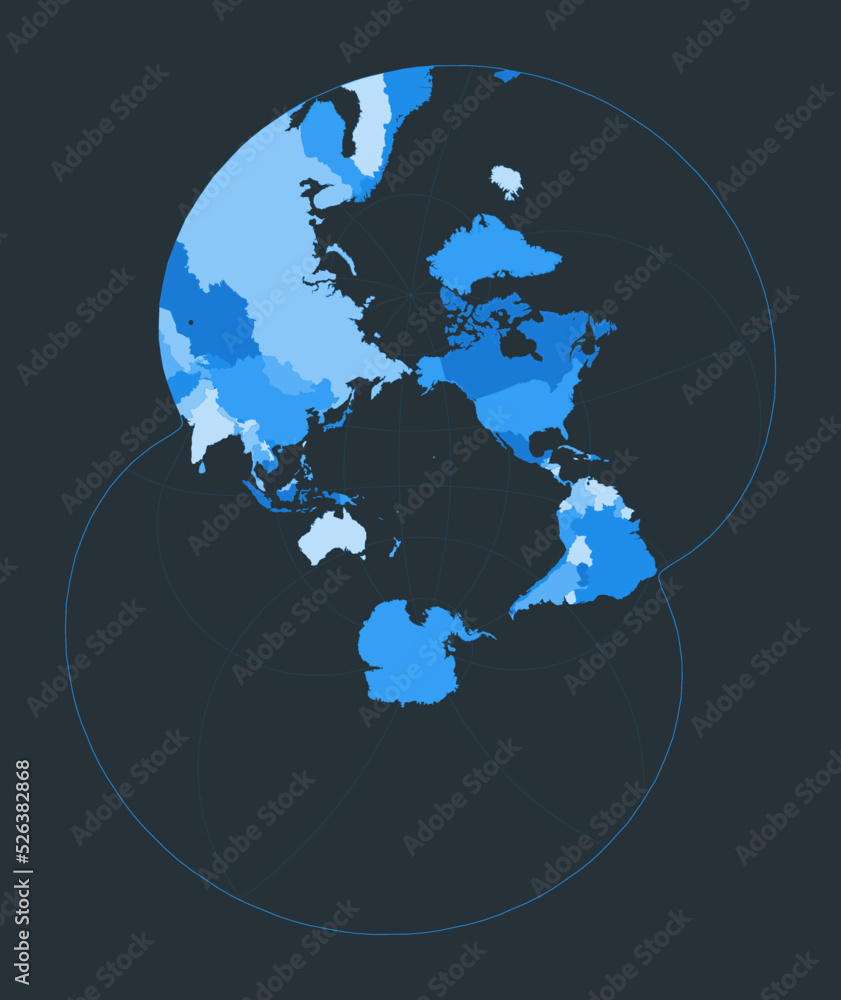 World Map. Modified stereographic projection for the Pacific ocean ...