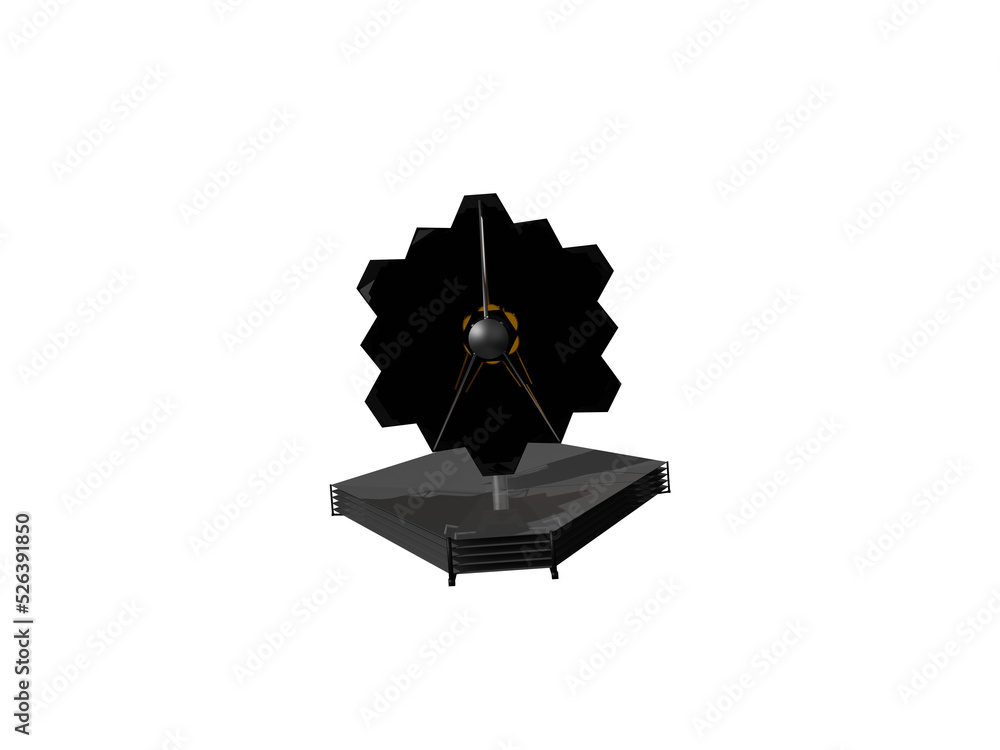 ภาพประกอบสต็อก James Webb telescope front view in the shadow. Space ...