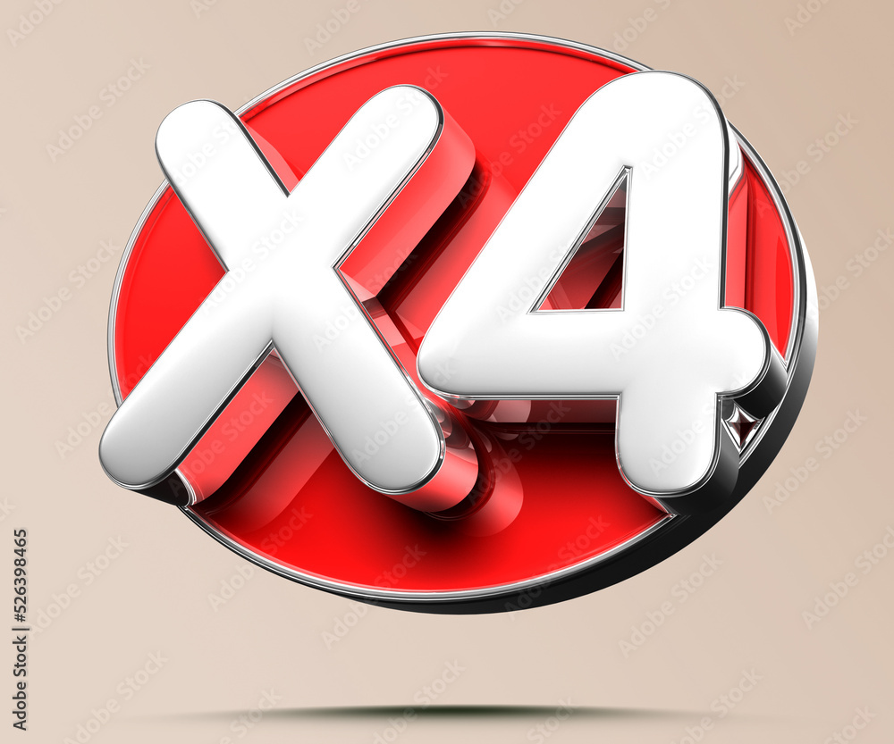 X4 3D illustration on light cream background have work path ...