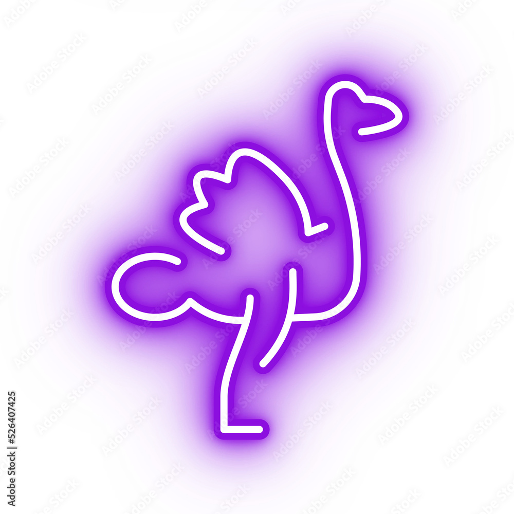Neon purple ostrich icon, transparent background, neon safari animal ...