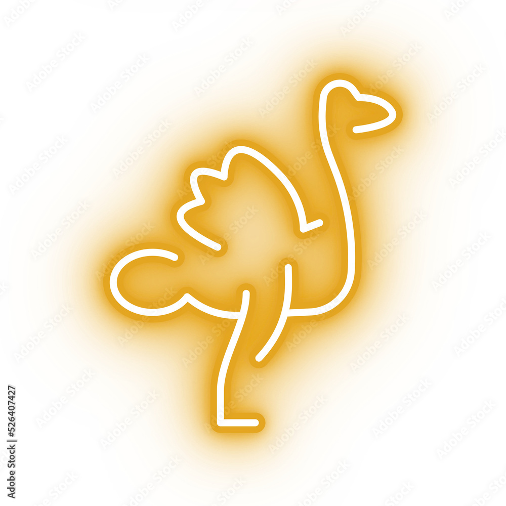 Neon yellow ostrich icon, transparent background, neon safari animal ...