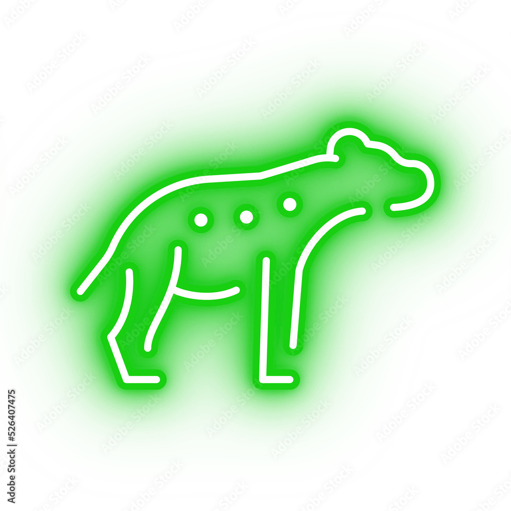 Neon green hyena icon, transparent background, neon safari animal icon ...