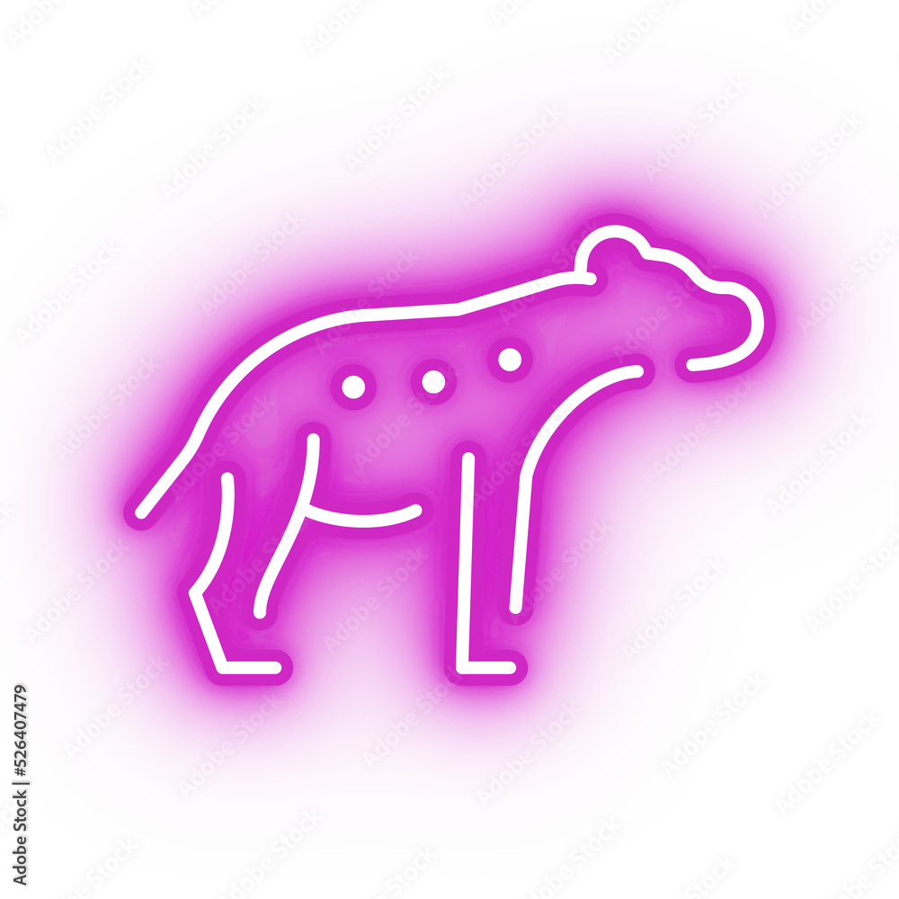 Neon pink hyena icon, transparent background, neon safari animal icon ...
