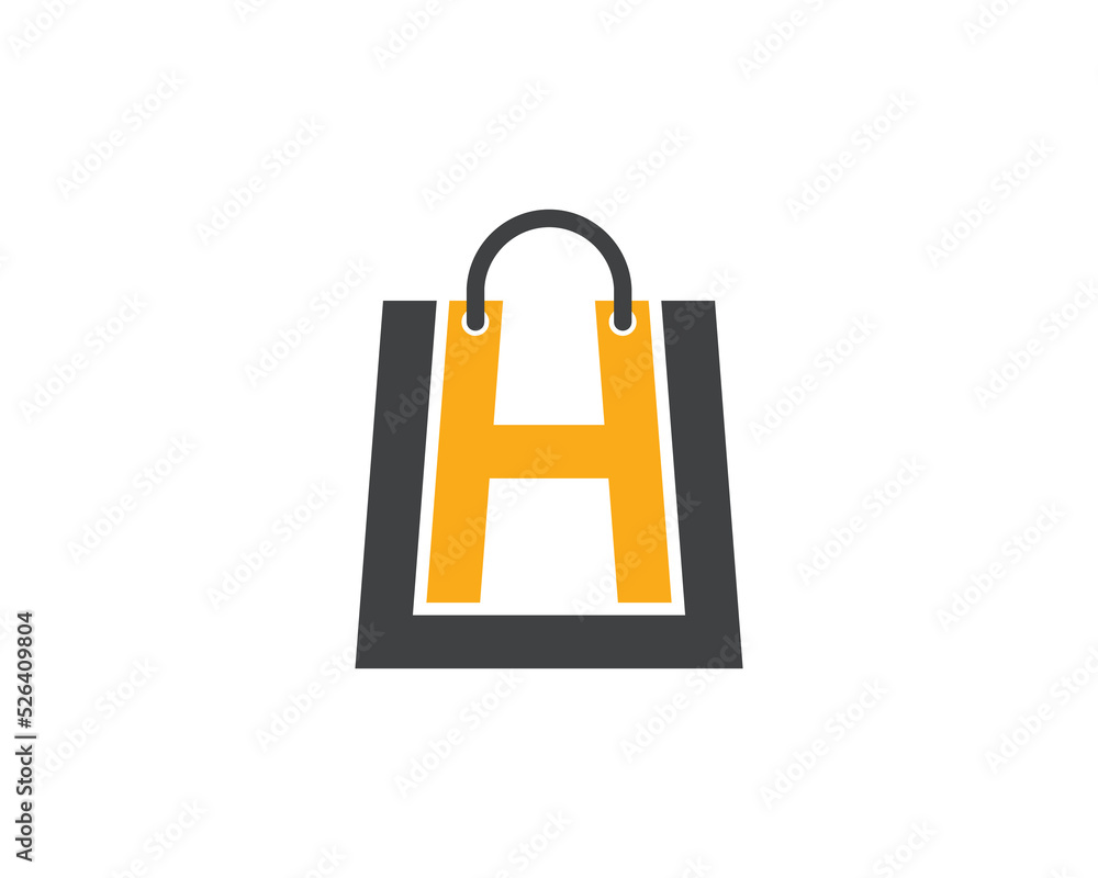 Letter H Shopping Bag Logo Concept sign icon symbol Design Line Art ...