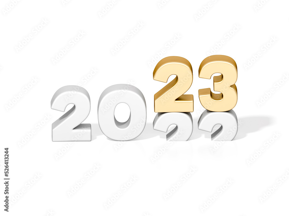 Luxury New Year 2023 and past Year 2022 on white background 3d ...