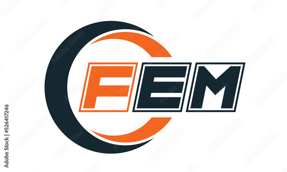 FEM three-letter circle logo design. custom font logo vector template ...