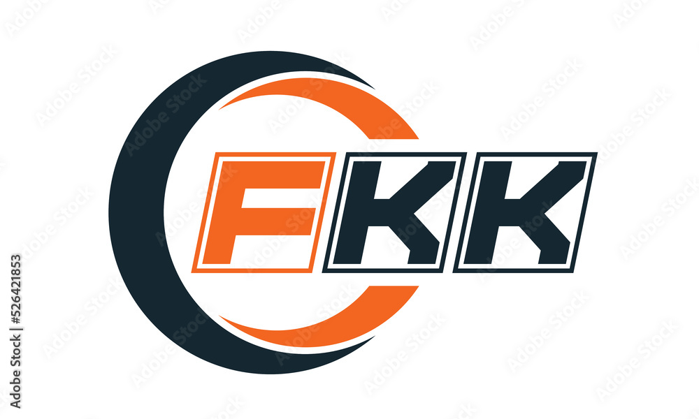 Vecteur Stock Fkk Three Letter Circle Logo Design Custom Font Logo