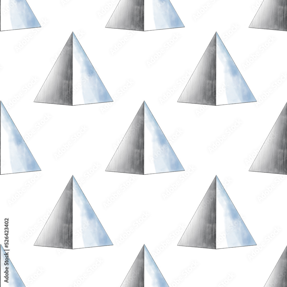 Pyramid. Digital art. Watercolor painting effect. Vintage. Illustration ...