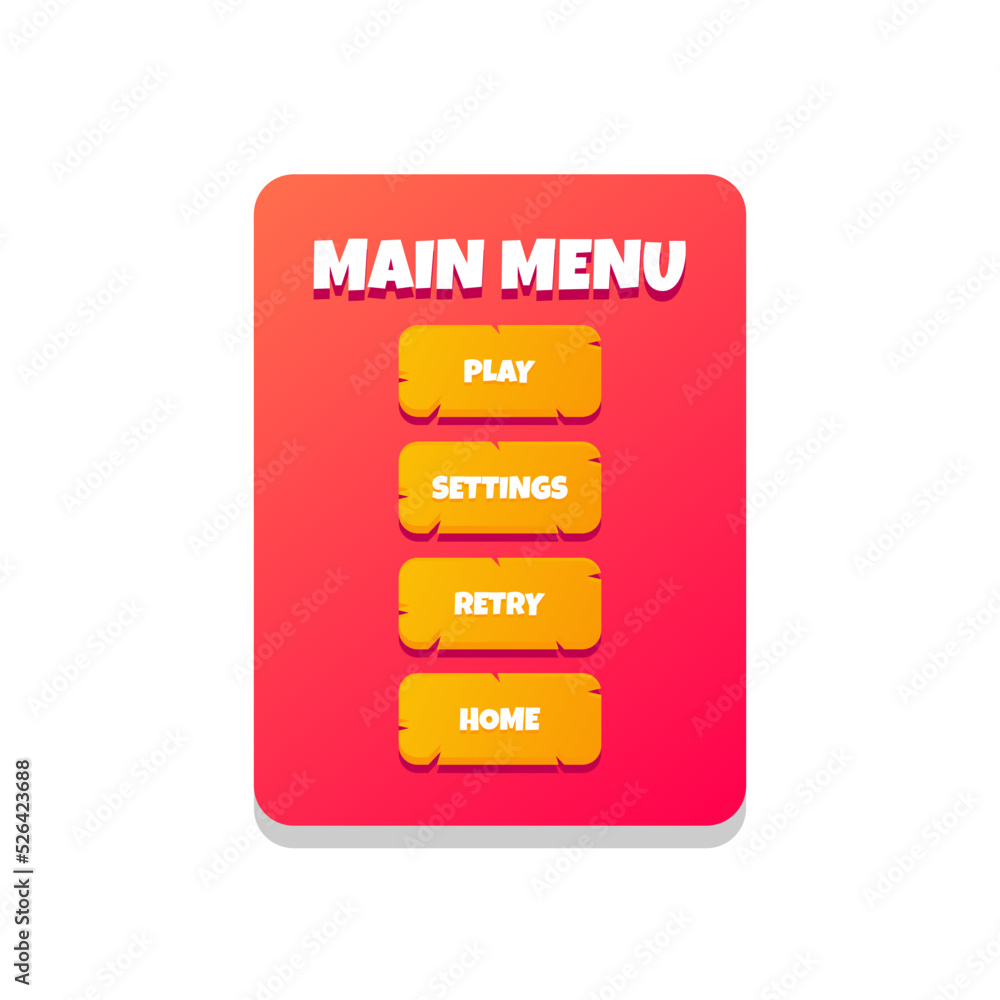 Big set buttons for games and app. Wooden game UI kit. match 3 Stock ...