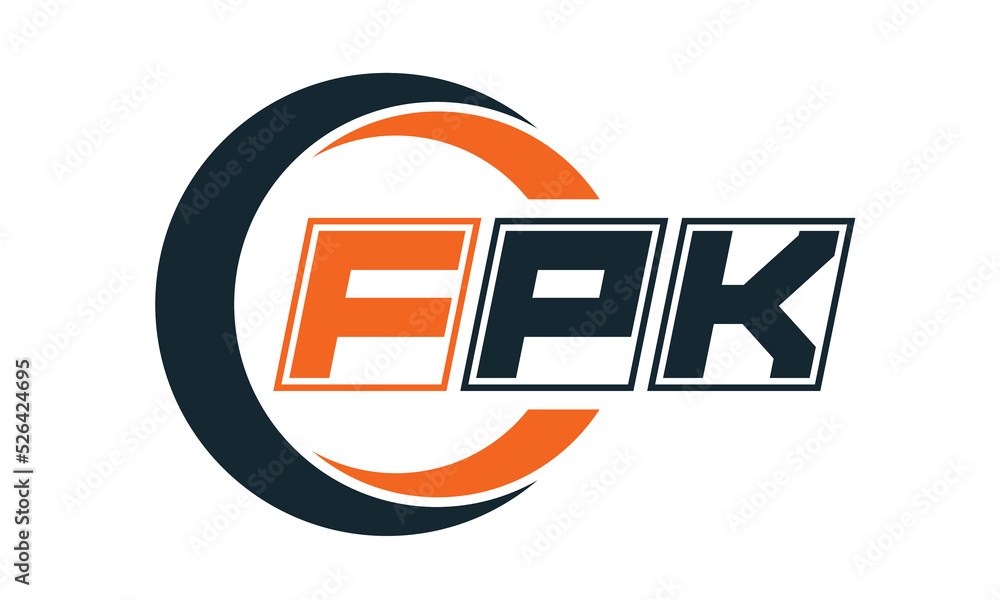 FPK three-letter circle logo design. custom font logo vector template | abstract logo | word ...