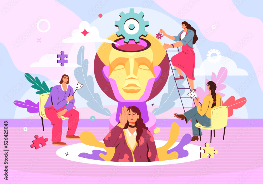 Psychology education. Learning psychological knowledge. Process of idea ...