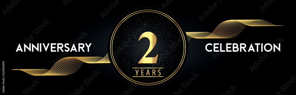 2 Years Anniversary Celebration with Golden Waves and Circle Frames on ...