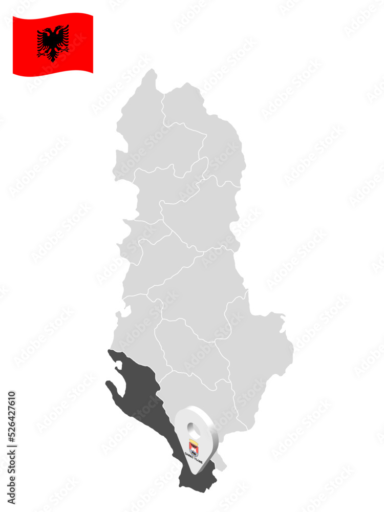Location Vlore County on map Albania. 3d location sign similar to the ...