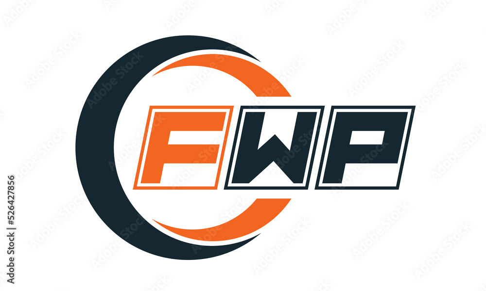 FWP three-letter circle logo design. custom font logo vector template ...