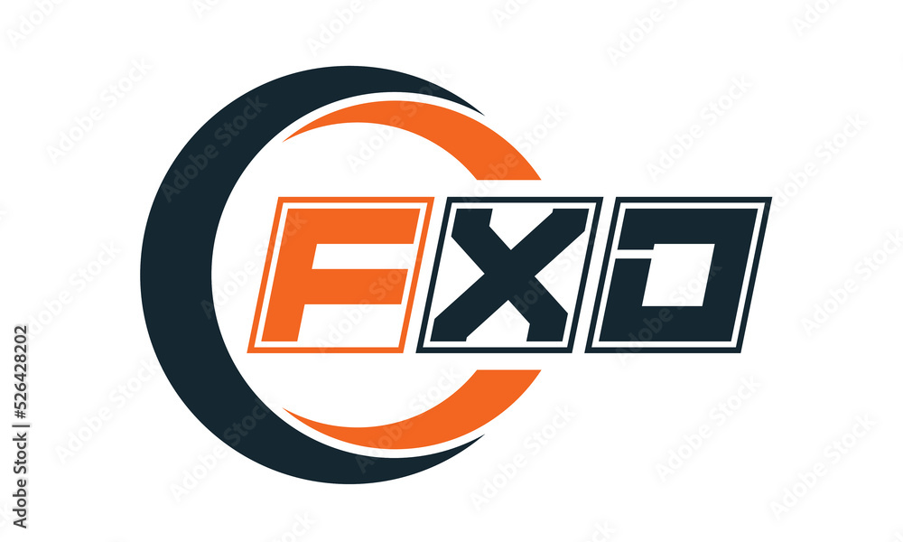 FXD three-letter circle logo design. custom font logo vector template ...