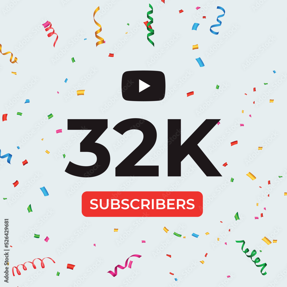 Thank you 32k or 32 thousand subscribers celebration template. Premium ...