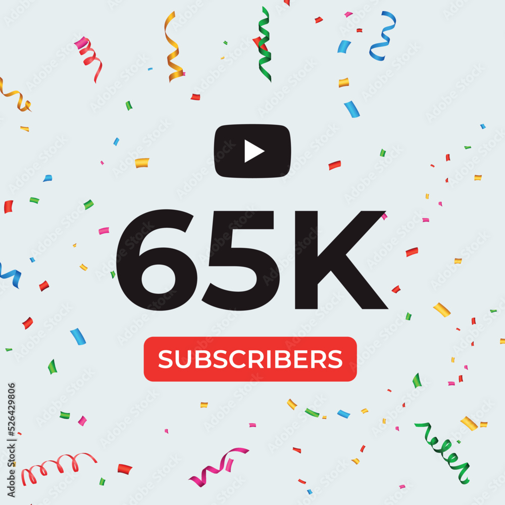 Thank you 65k or 65 thousand subscribers celebration template. Premium ...